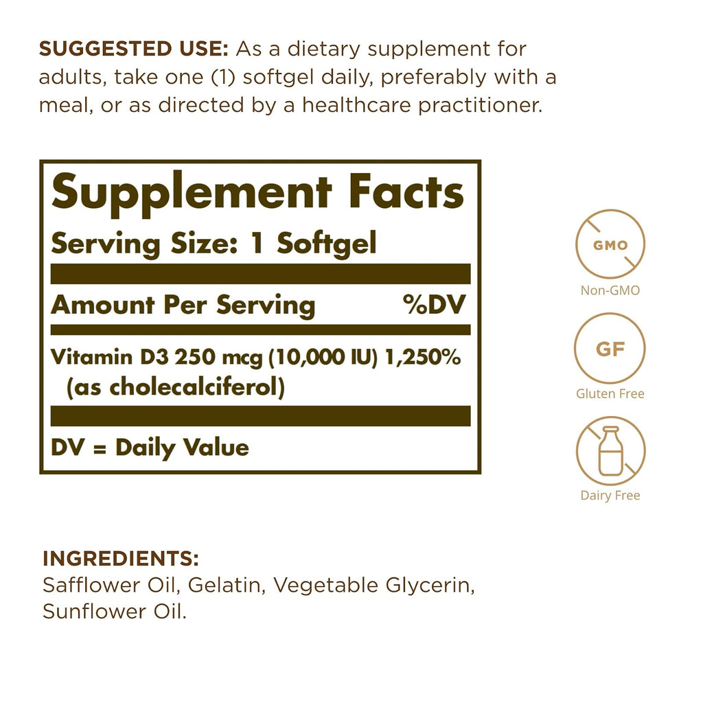 Solgar vitamin D3 10,000 IU benefits
