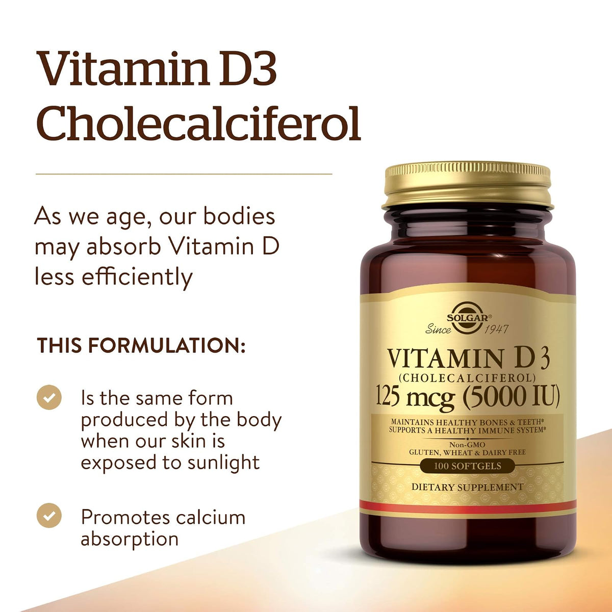 Solgar Vitamin D3 supports bone health