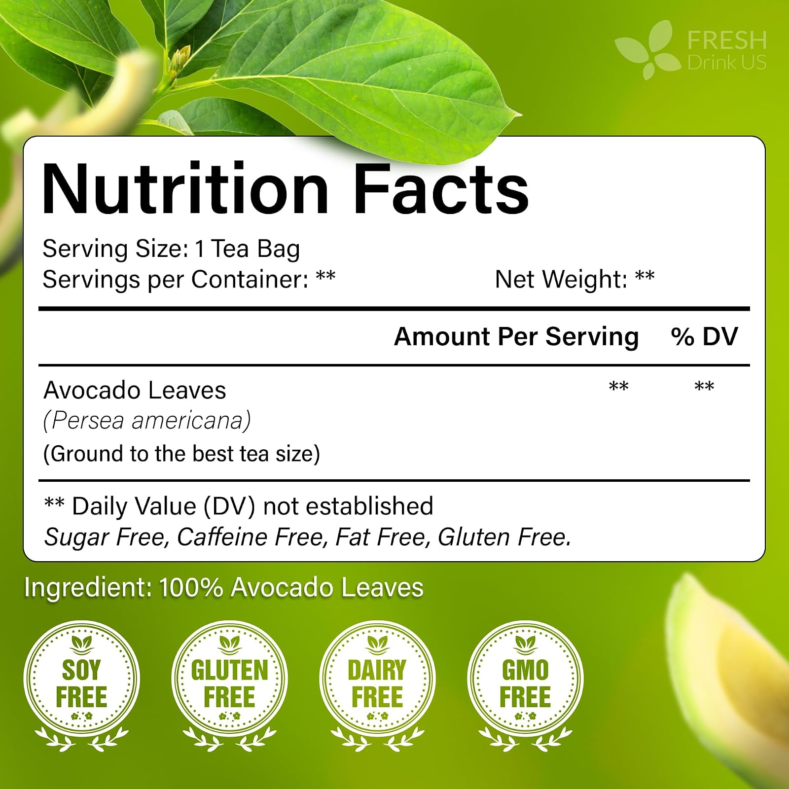 soothing avocado leaf tea bags
