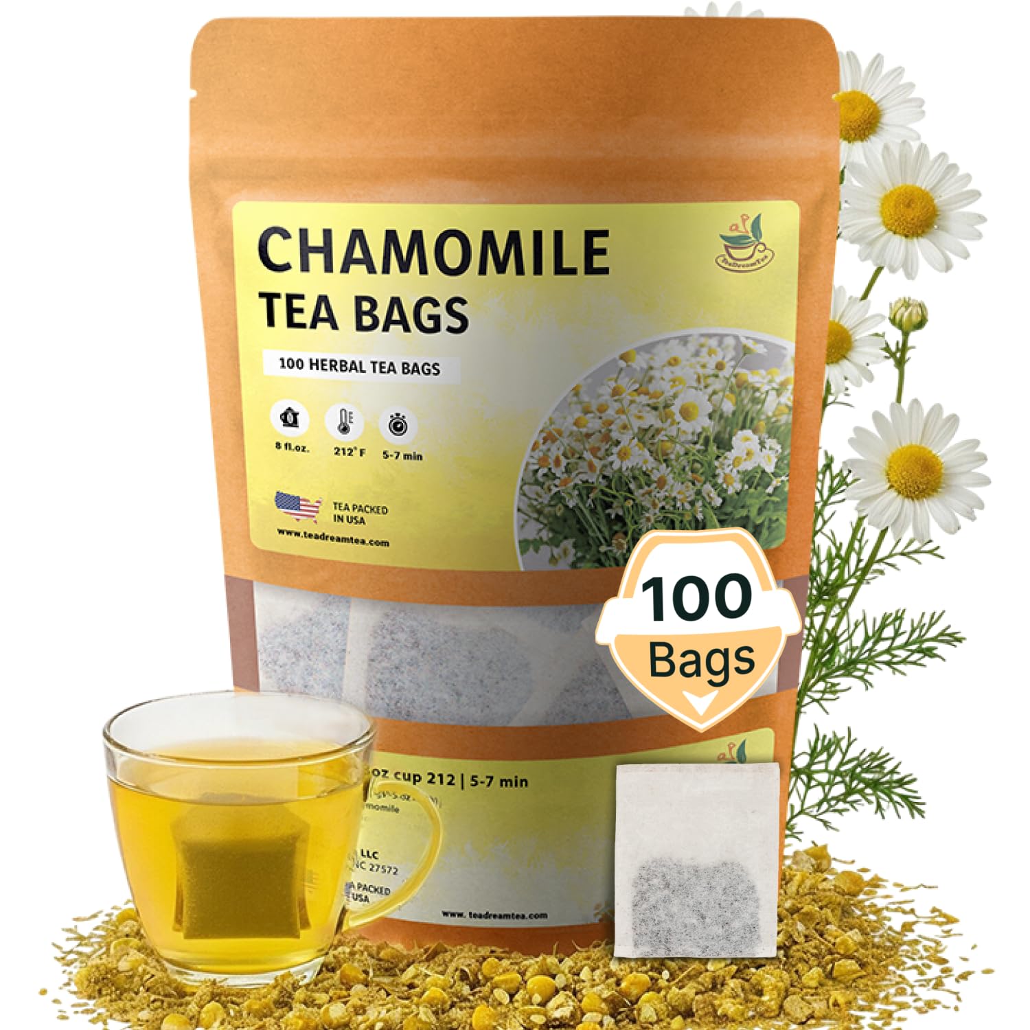 soothing chamomile herbal tea bags