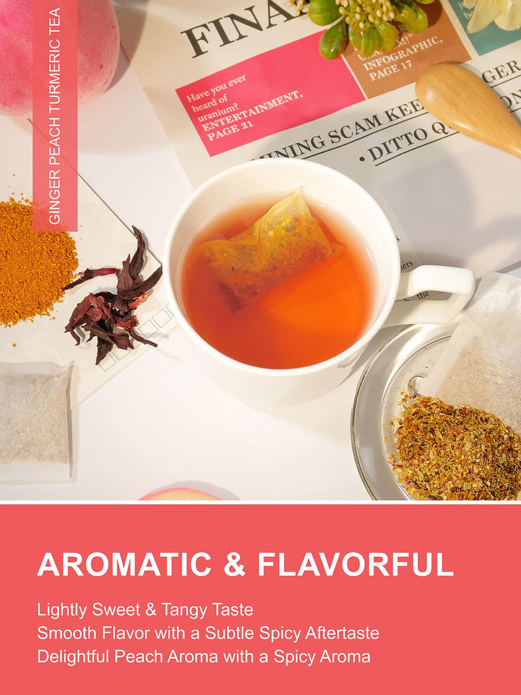 soothing ginger peach turmeric tea