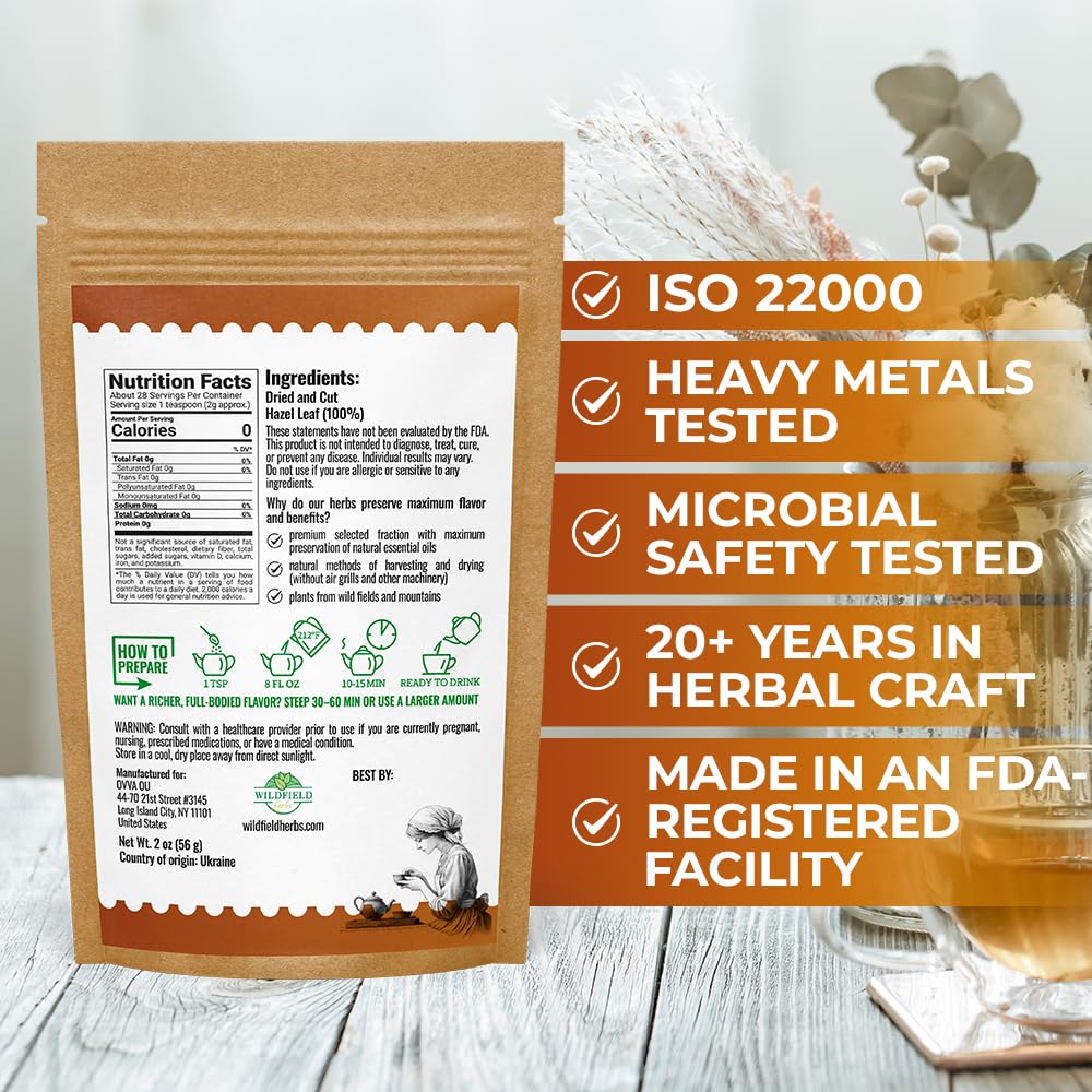 soothing hazel leaf tea infusion