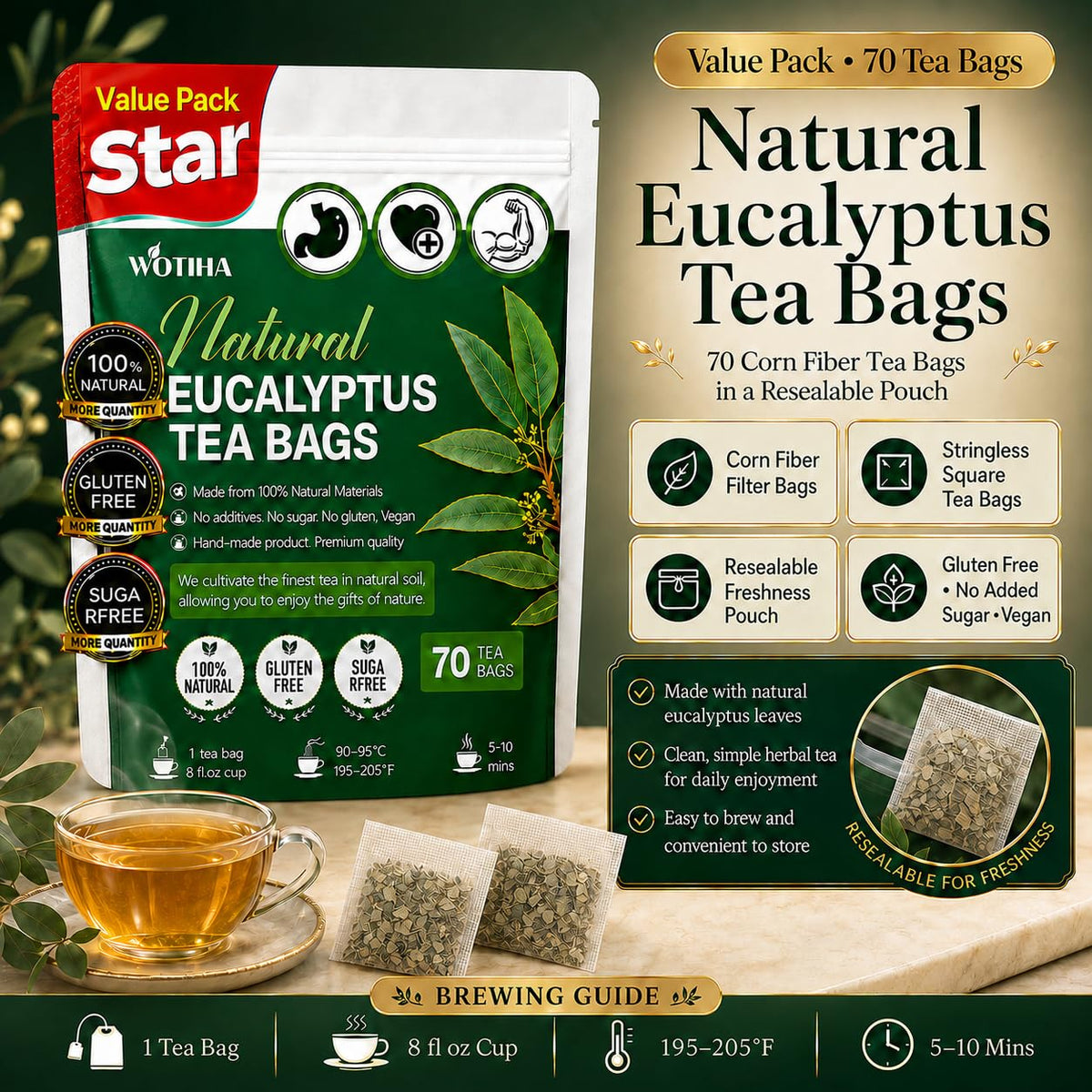 soothing herbal eucalyptus tea bags