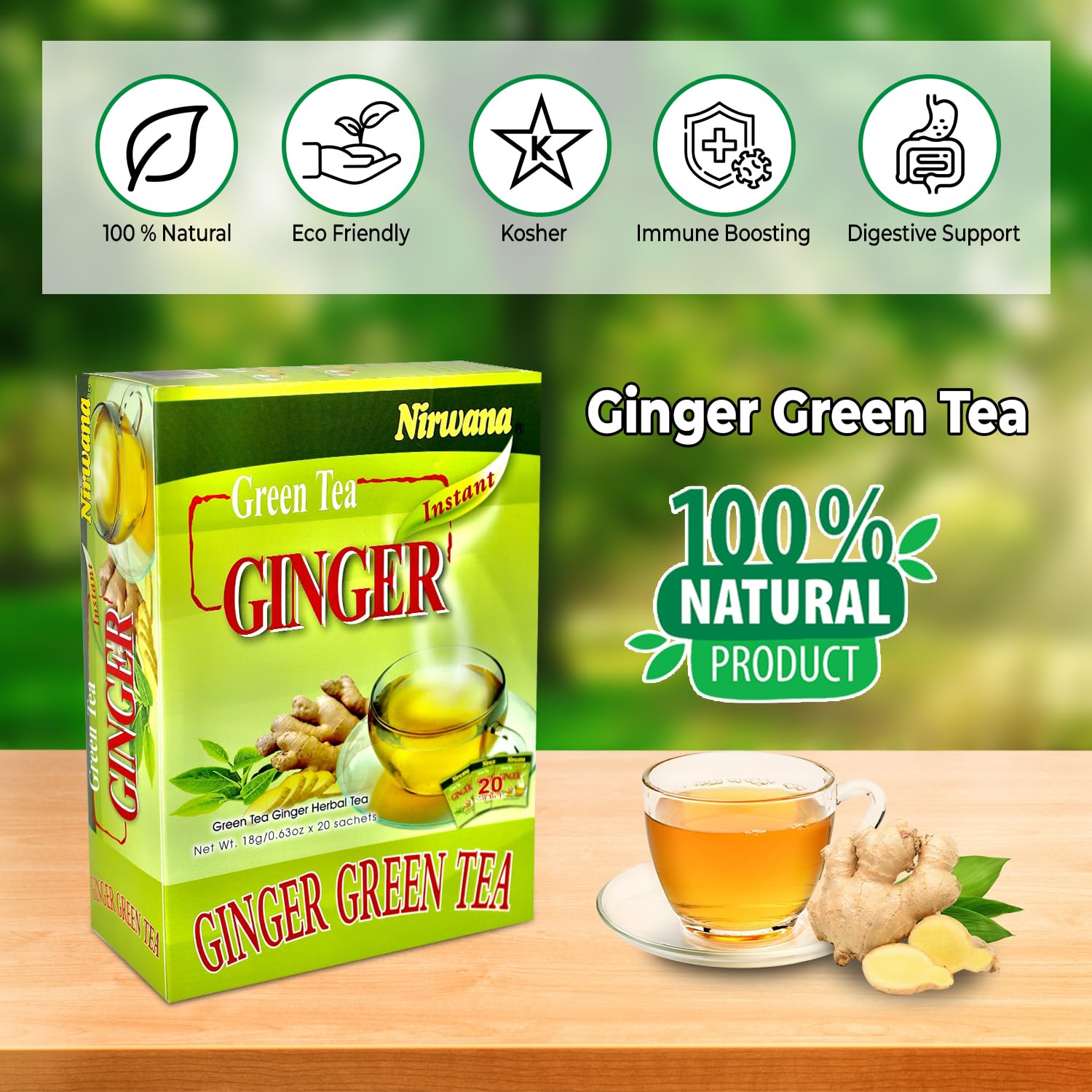 soothing herbal green ginger tea