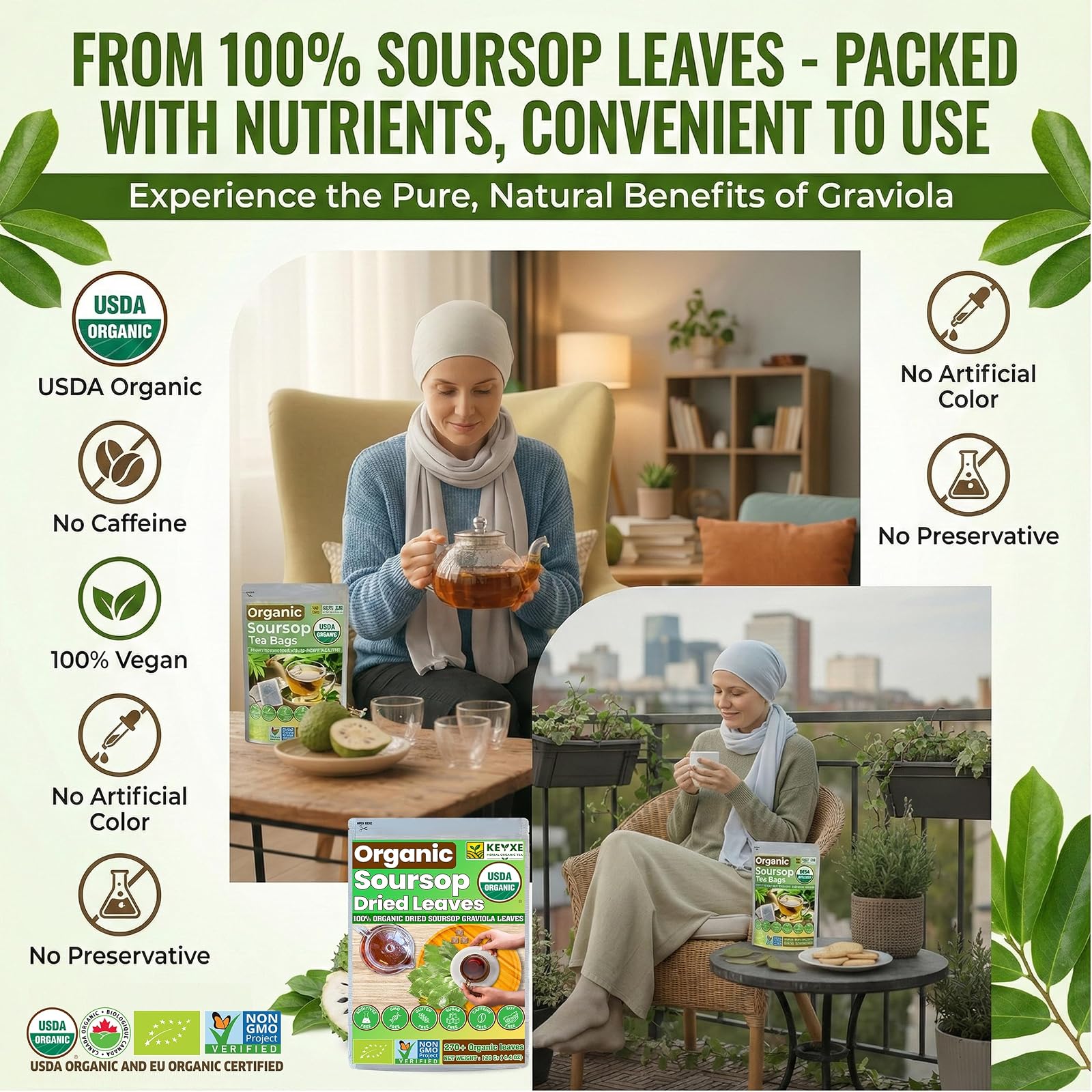 soothing herbal infusion with soursop