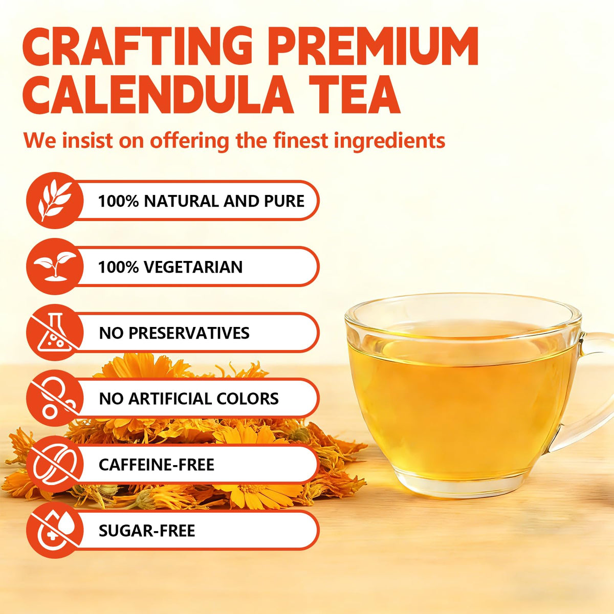 soothing herbal tea bags with calendula