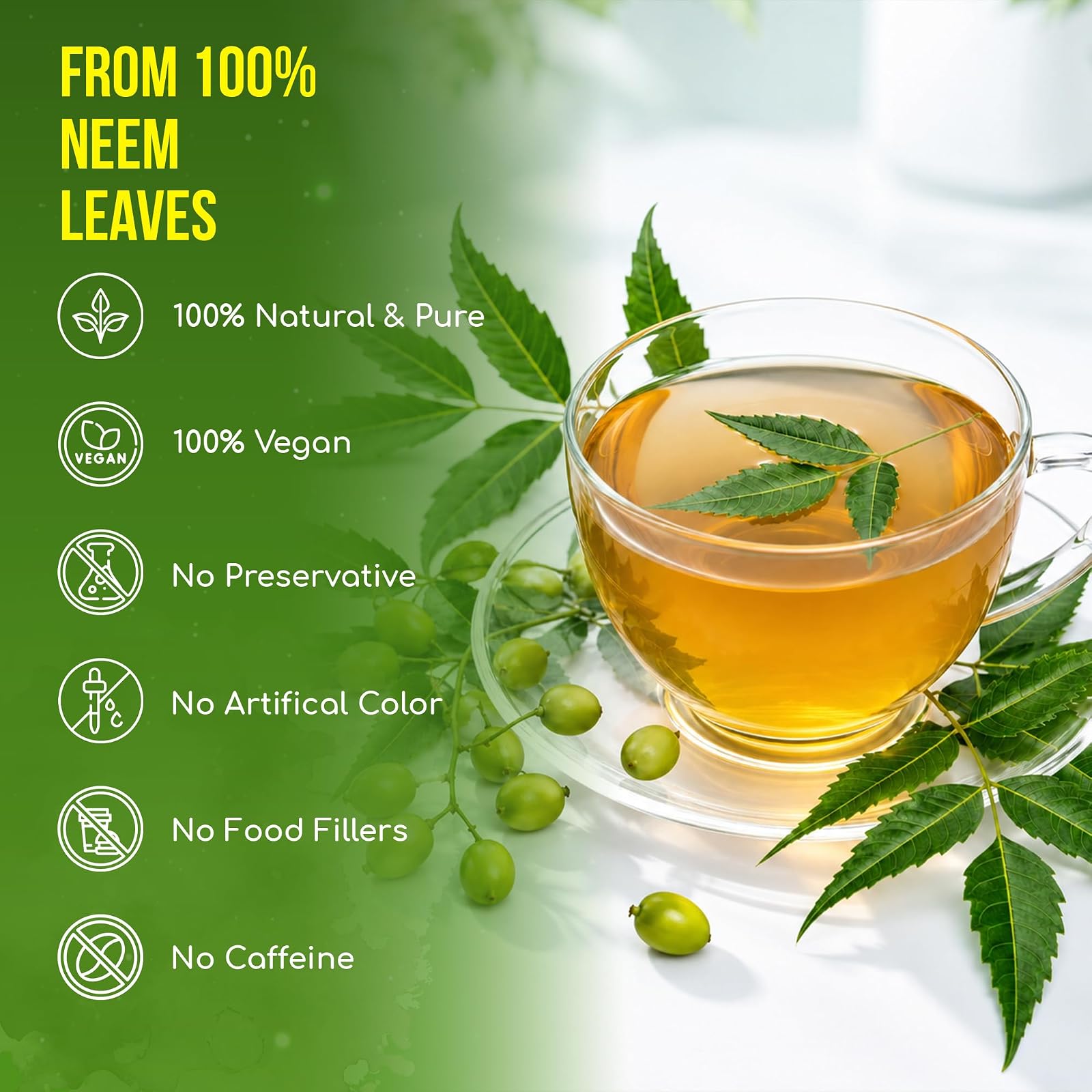 soothing herbal tea with neem leaves