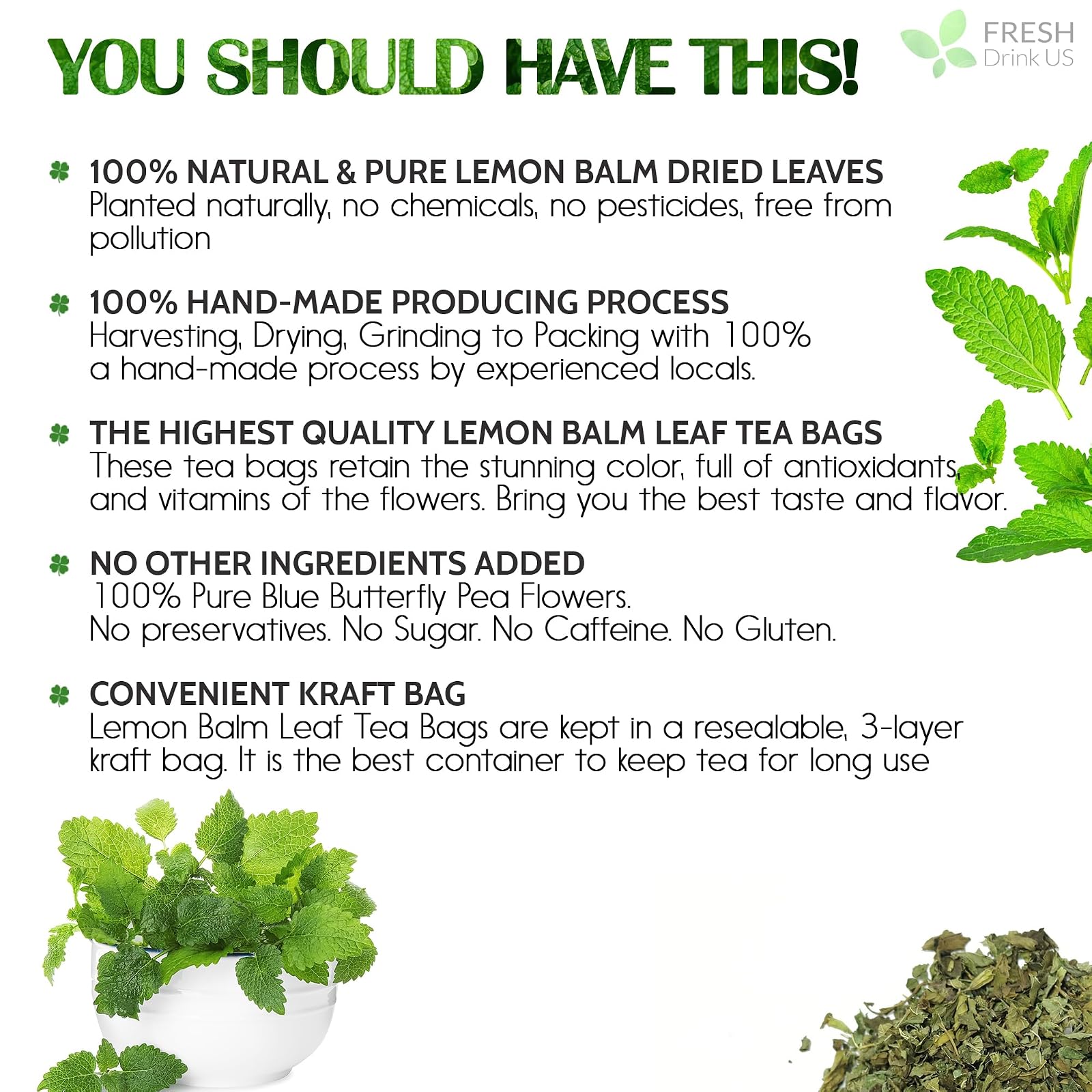 soothing lemon balm tea bags