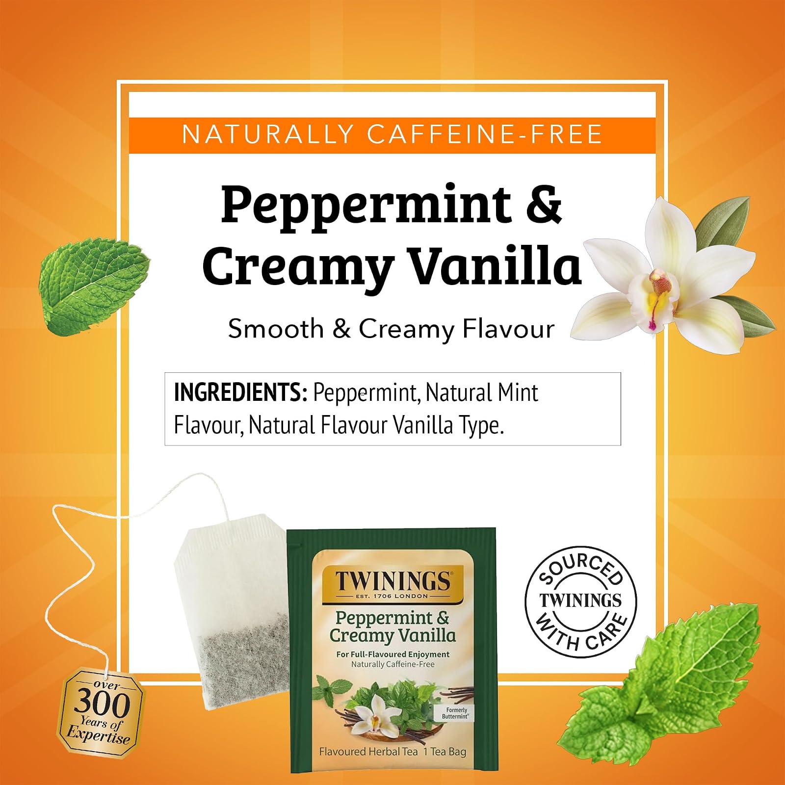 Soothing peppermint herbal tea bags