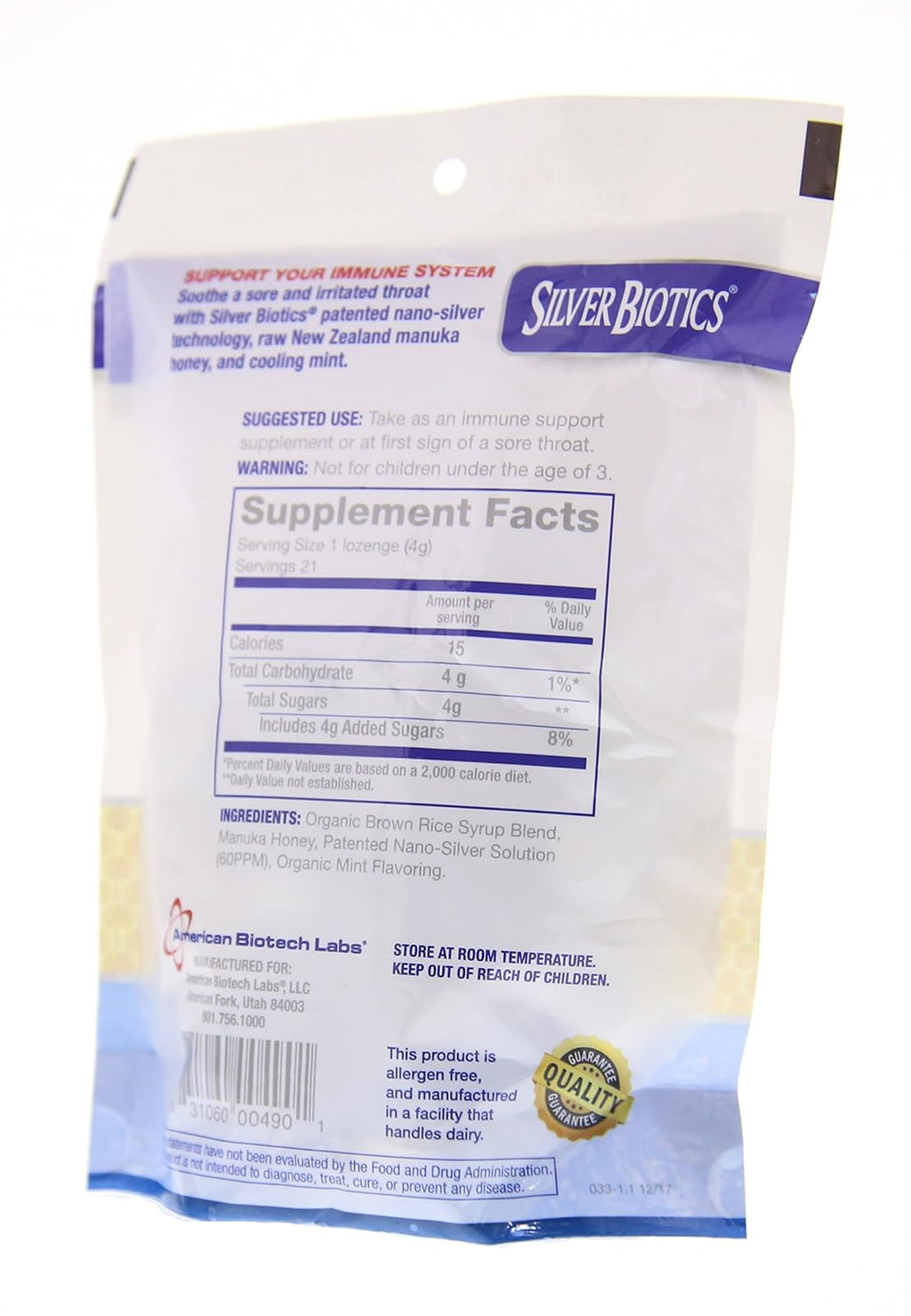 soothing silver lozenges for throat relief