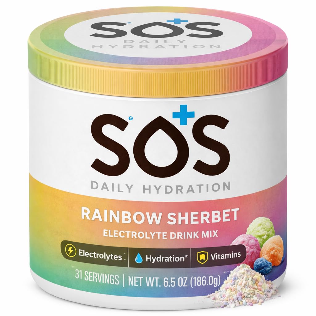 SOS Hydration rainbow sherbet flavour