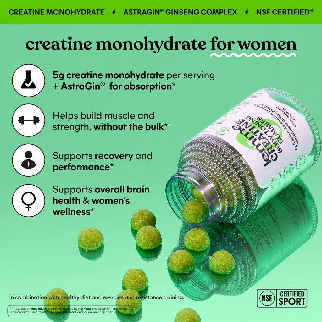 Sour apple creatine monohydrate gummies