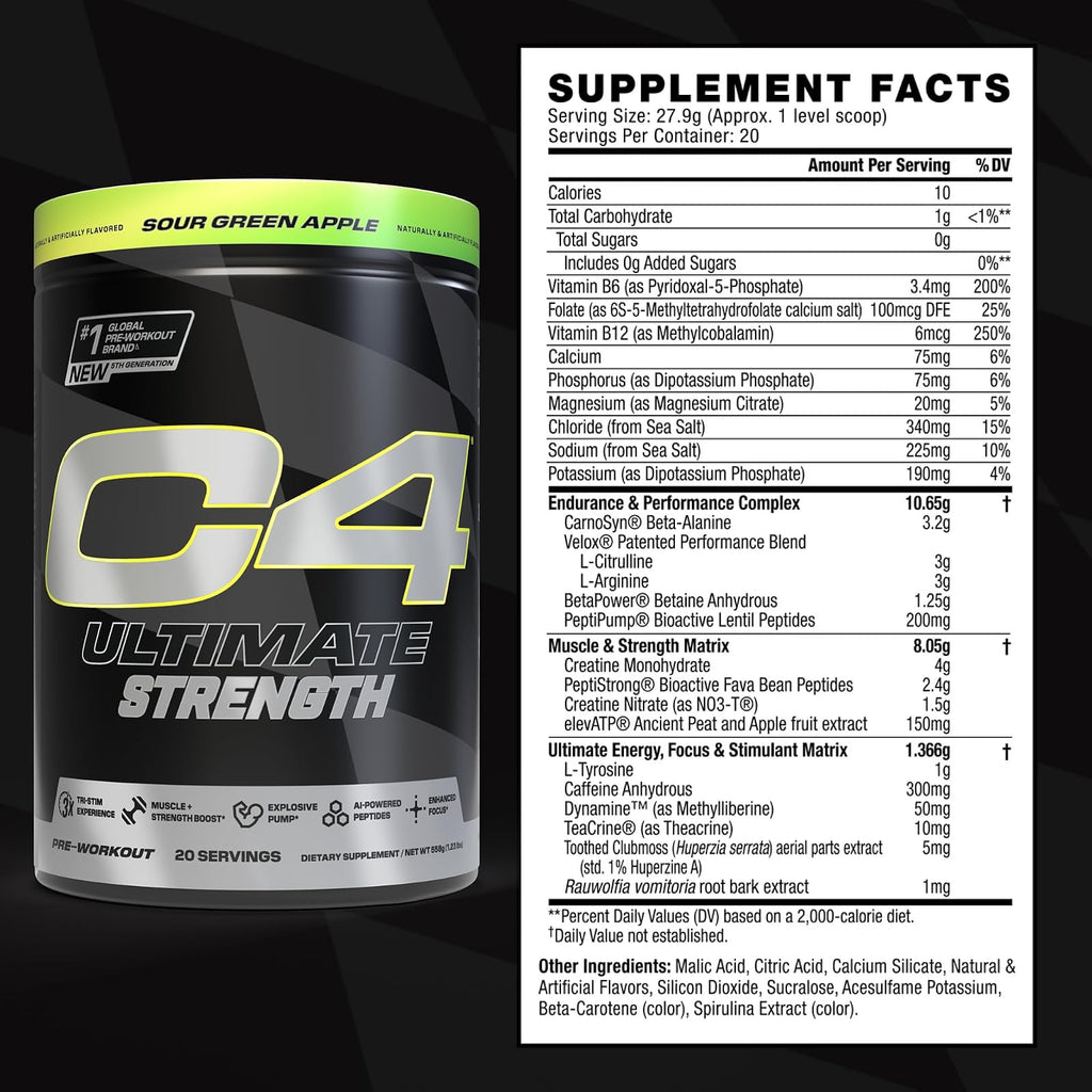 Sour green apple pre-workout powder