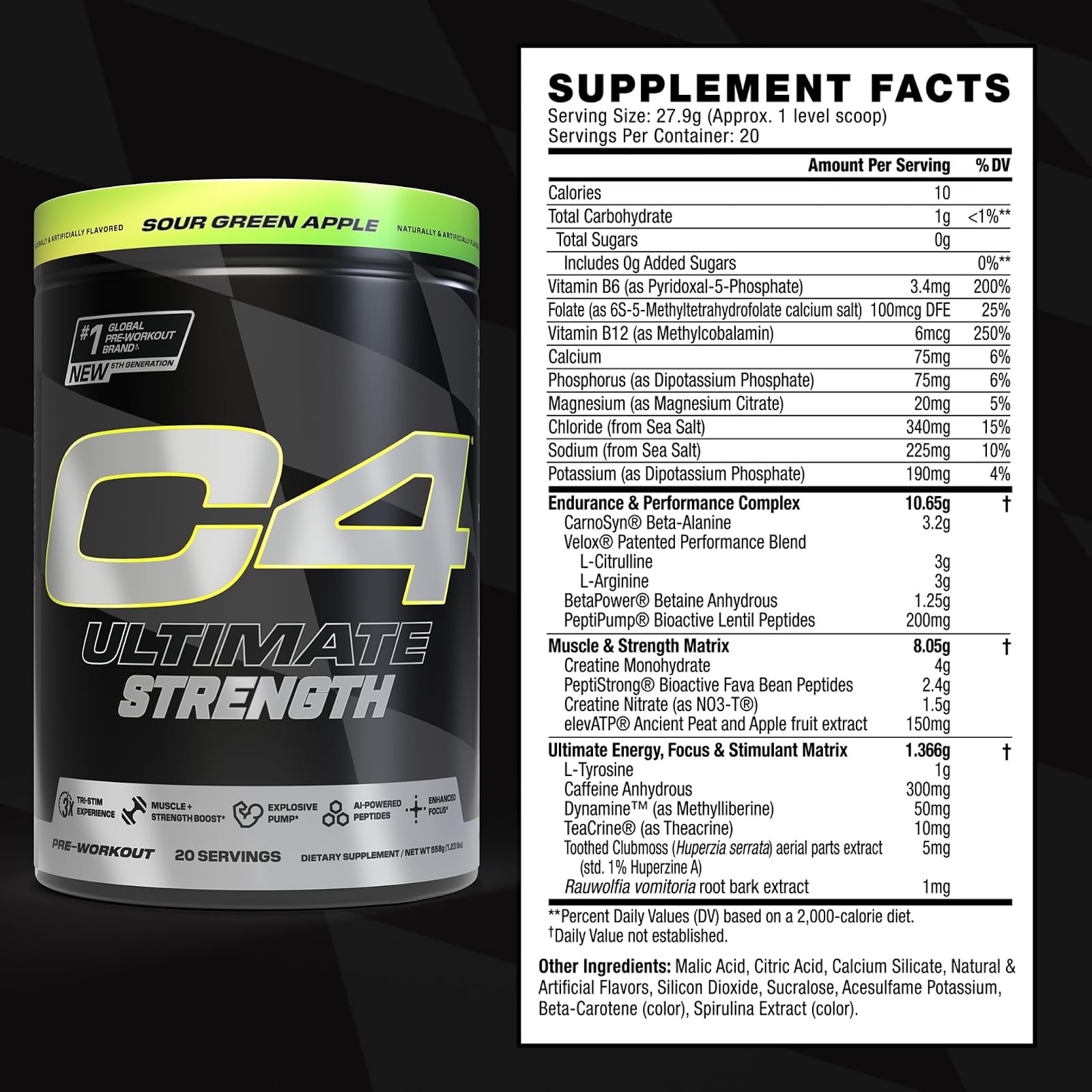 Sour green apple pre-workout powder