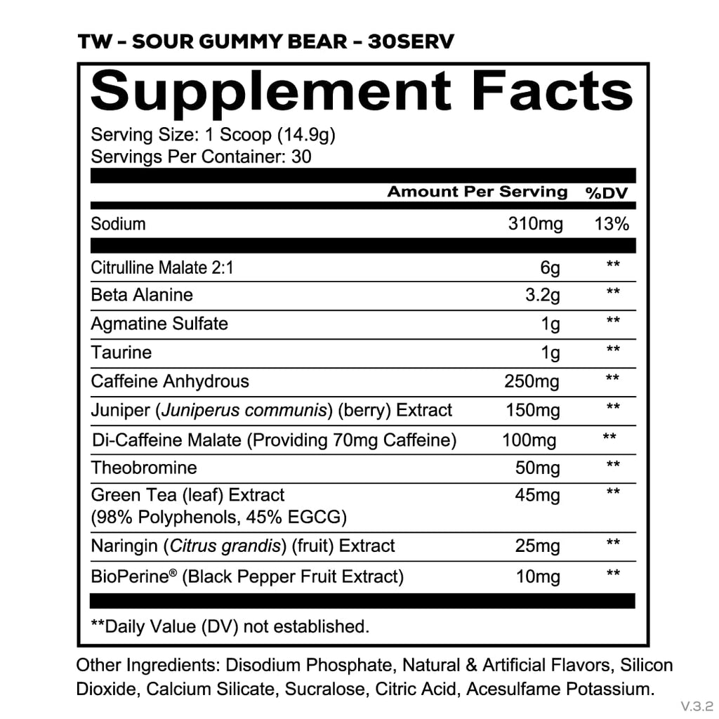 Sour gummy bear pre-workout flavour