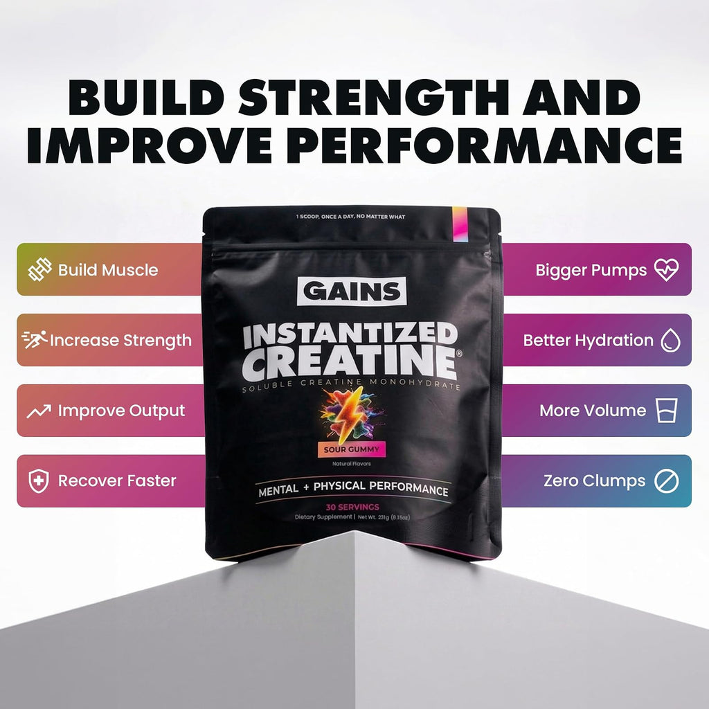 Sour gummy creatine monohydrate