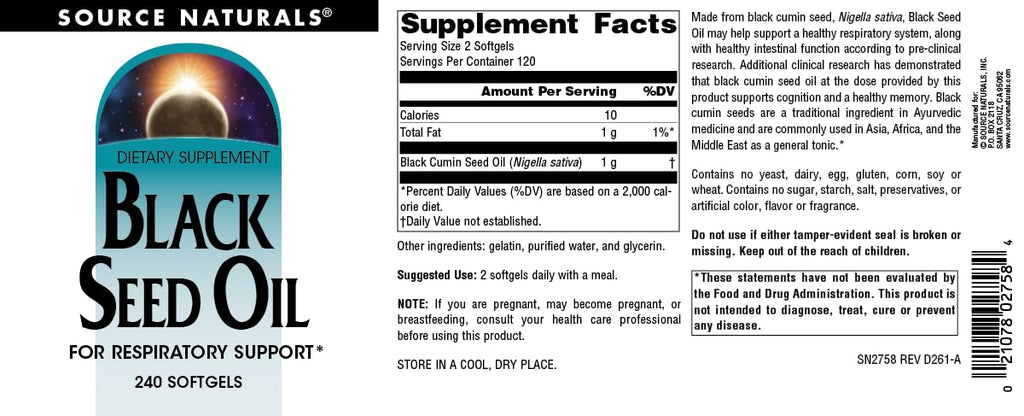 Source Naturals black seed oil benefits