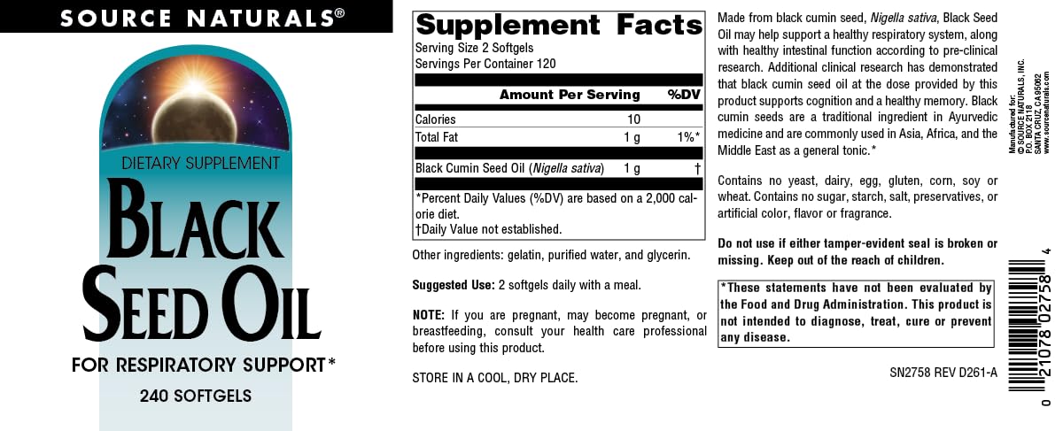Source Naturals black seed oil benefits