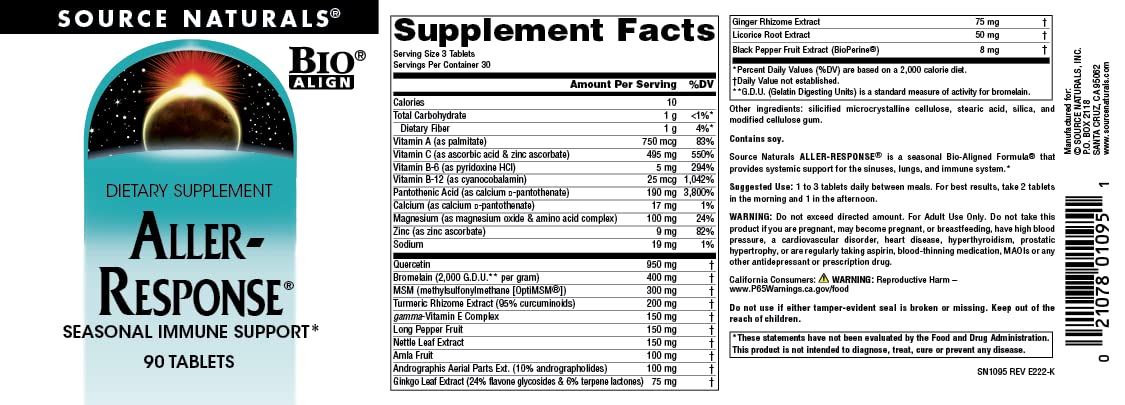 Source Naturals blended vitamins for allergy season