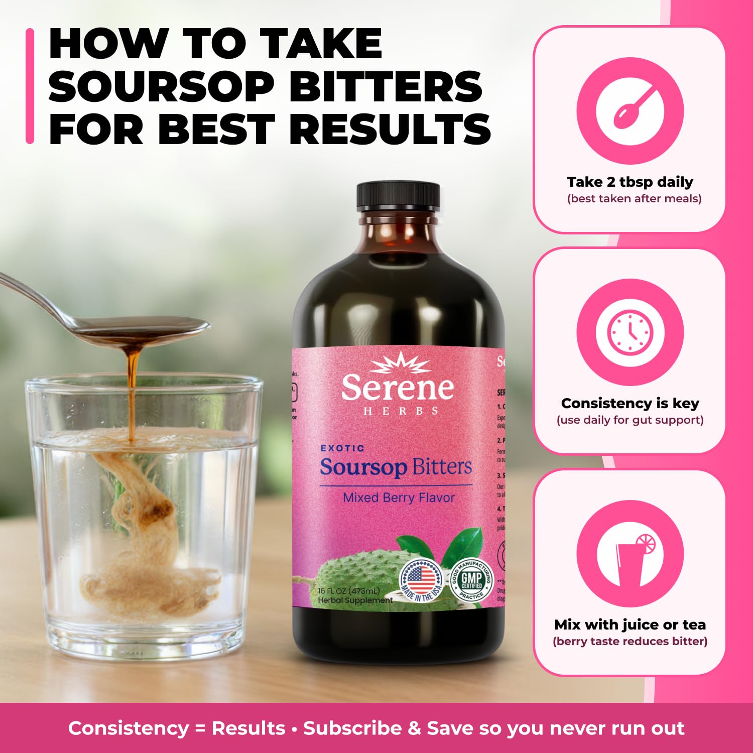 Soursop bitters with turmeric extract