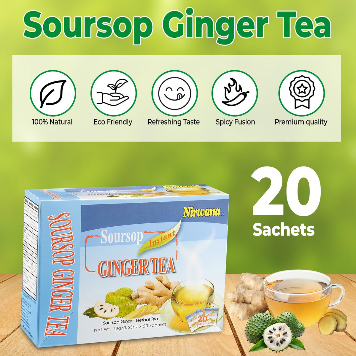 Soursop ginger tea soothing herbal blend