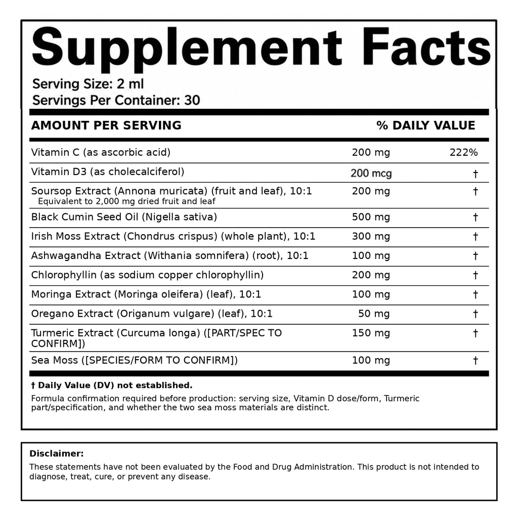 Soursop liquid drops for detox support