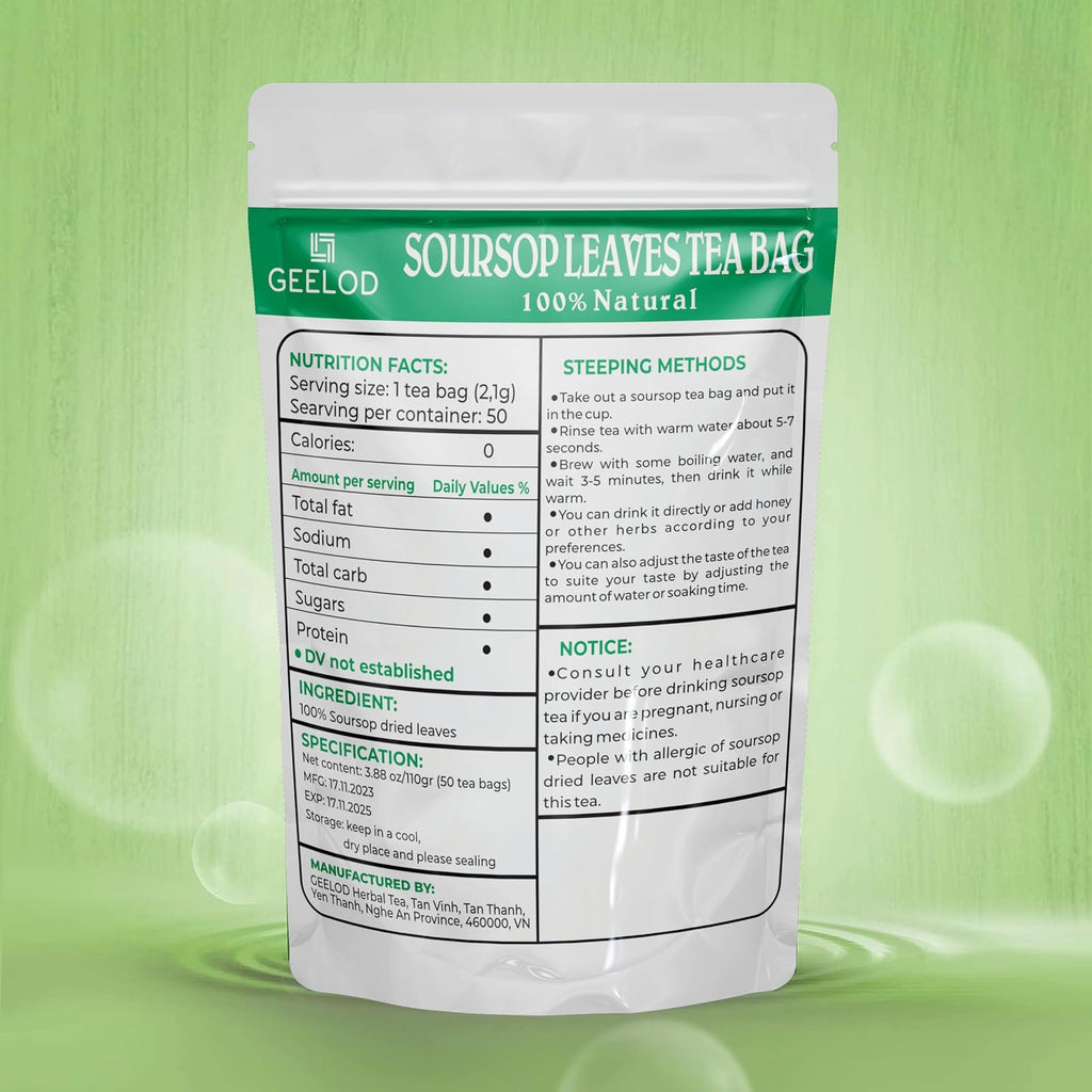 Soursop tea bags for soothing relaxation