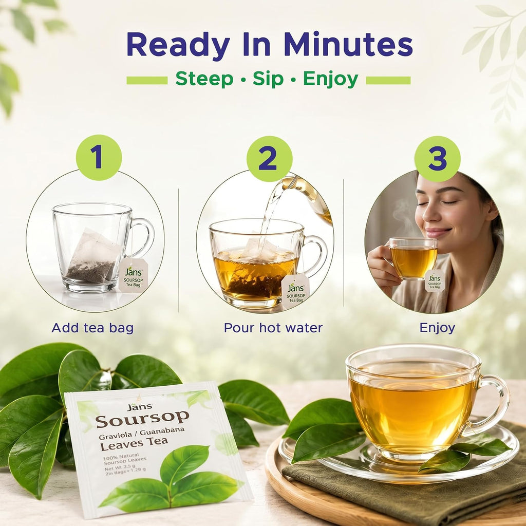 Soursop tea bags in convenient pack
