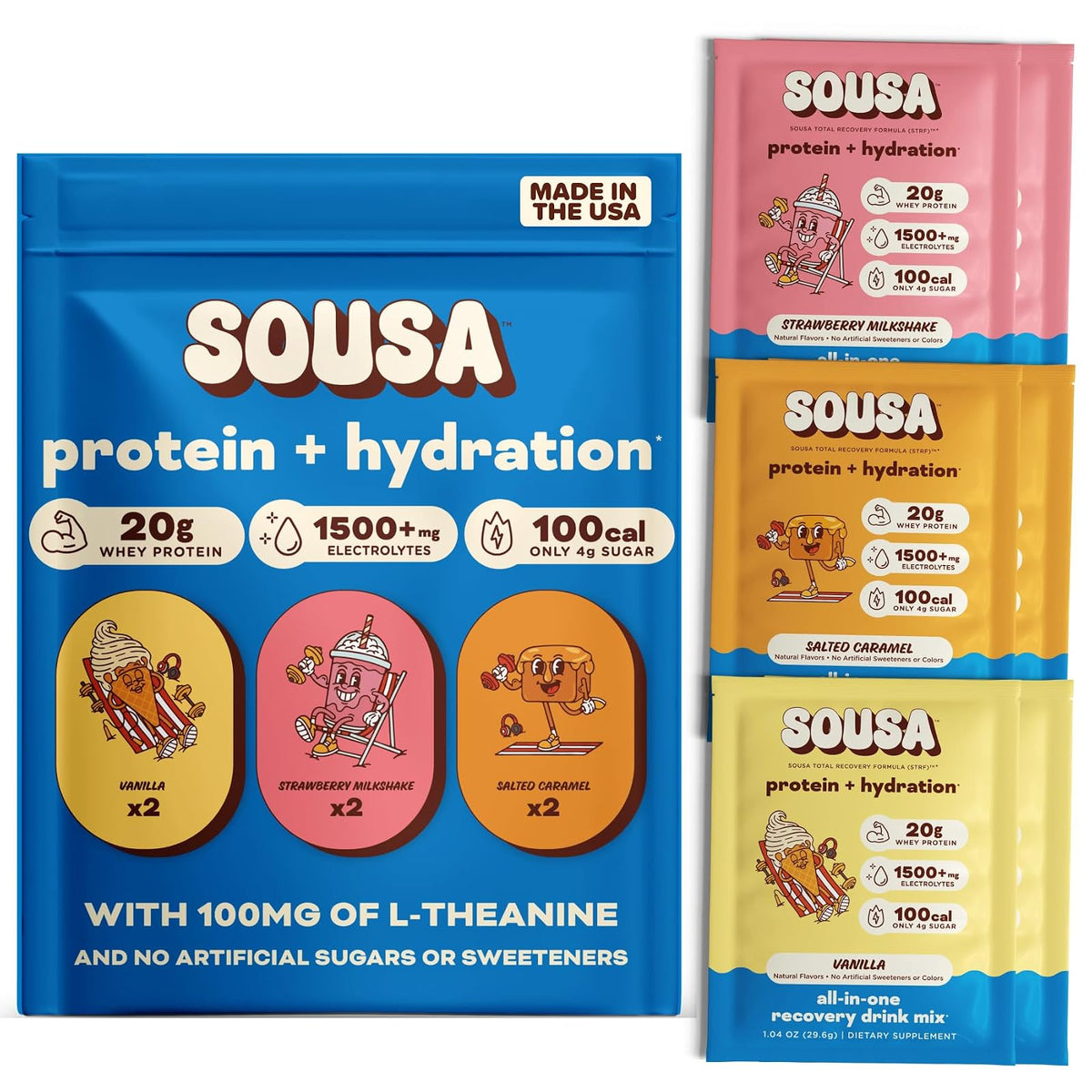 Sousa protein electrolyte powder hydration