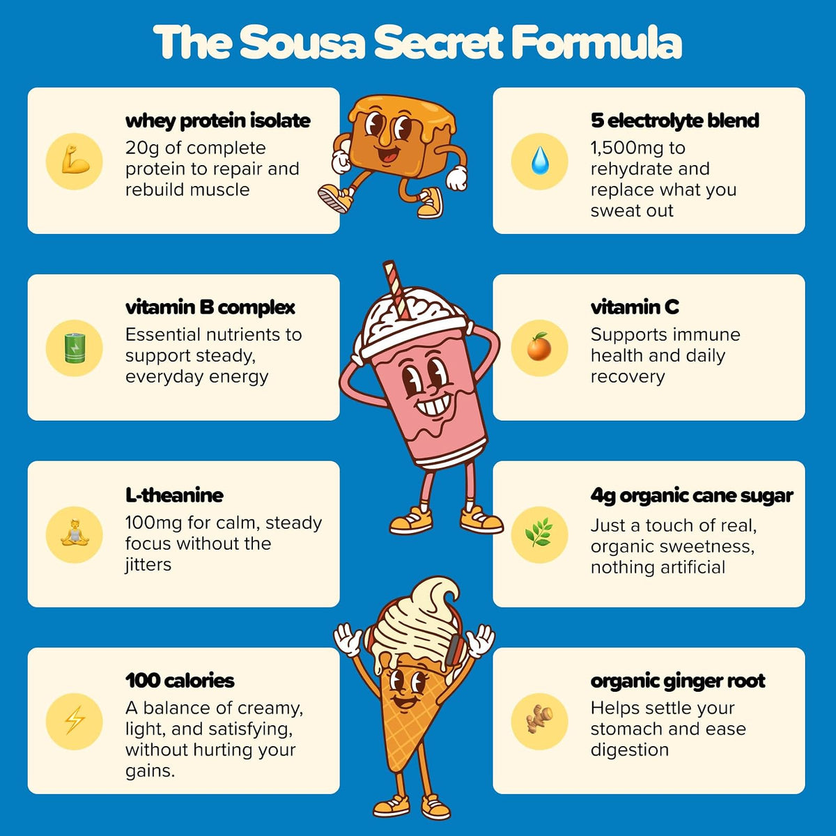 Sousa whey protein hydration packets