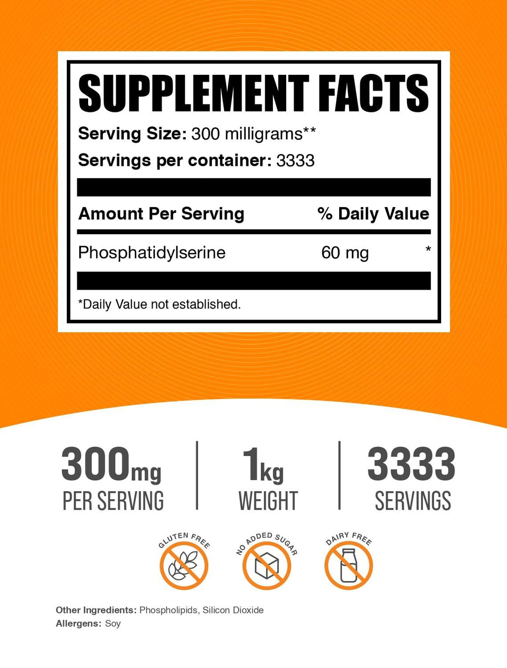 soy bean sourced phosphatidylserine supplement
