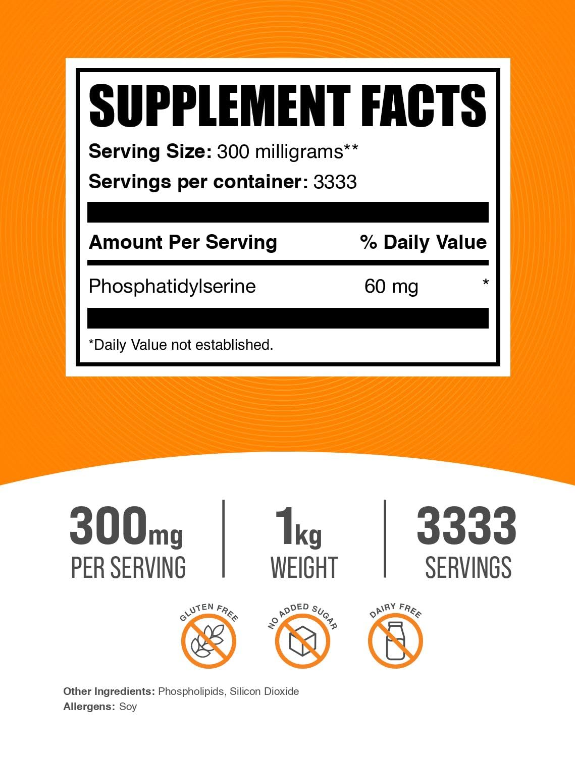 soy bean sourced phosphatidylserine supplement