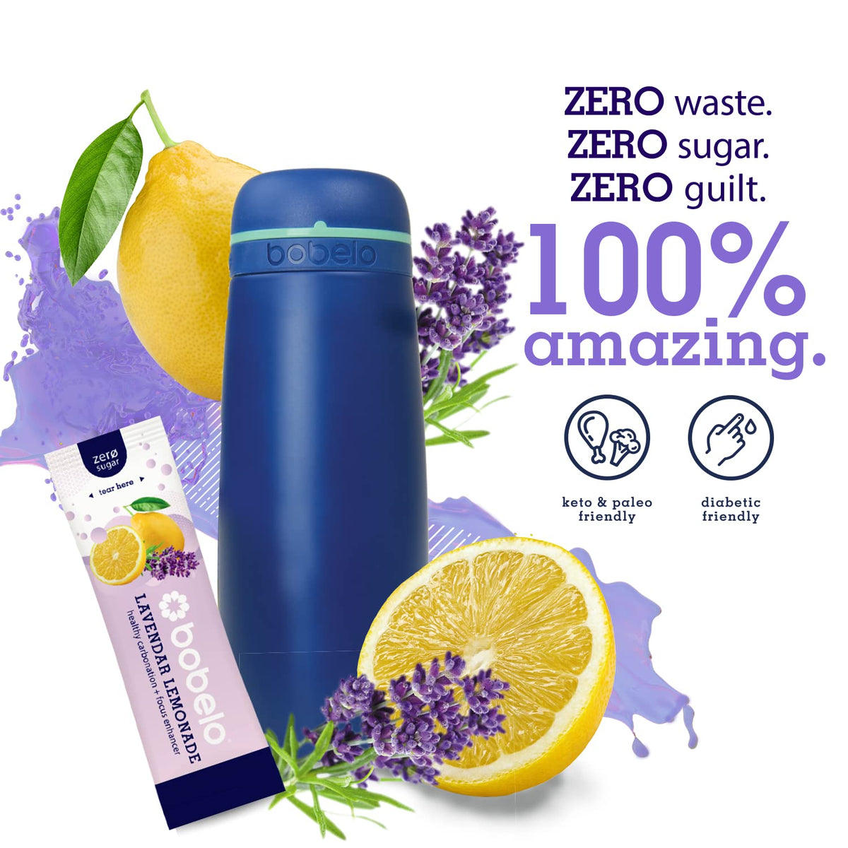 sparkling lavender lemonade beverage