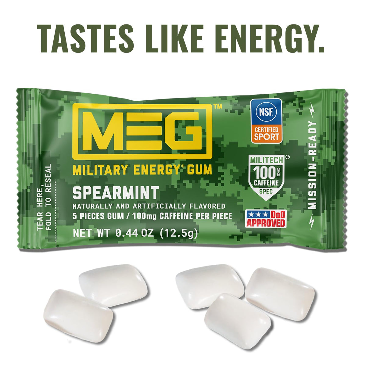 Spearmint energy gum with caffeine boost