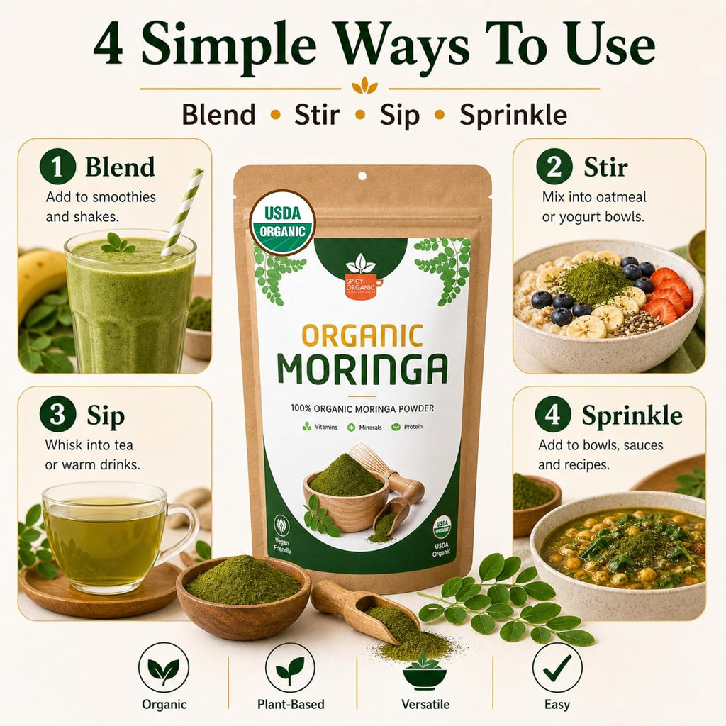Spicy Organic Moringa for healthy recipes