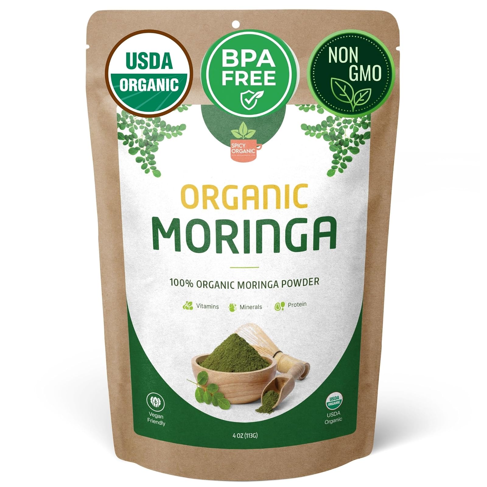 Spicy Organic Moringa Powder for smoothies
