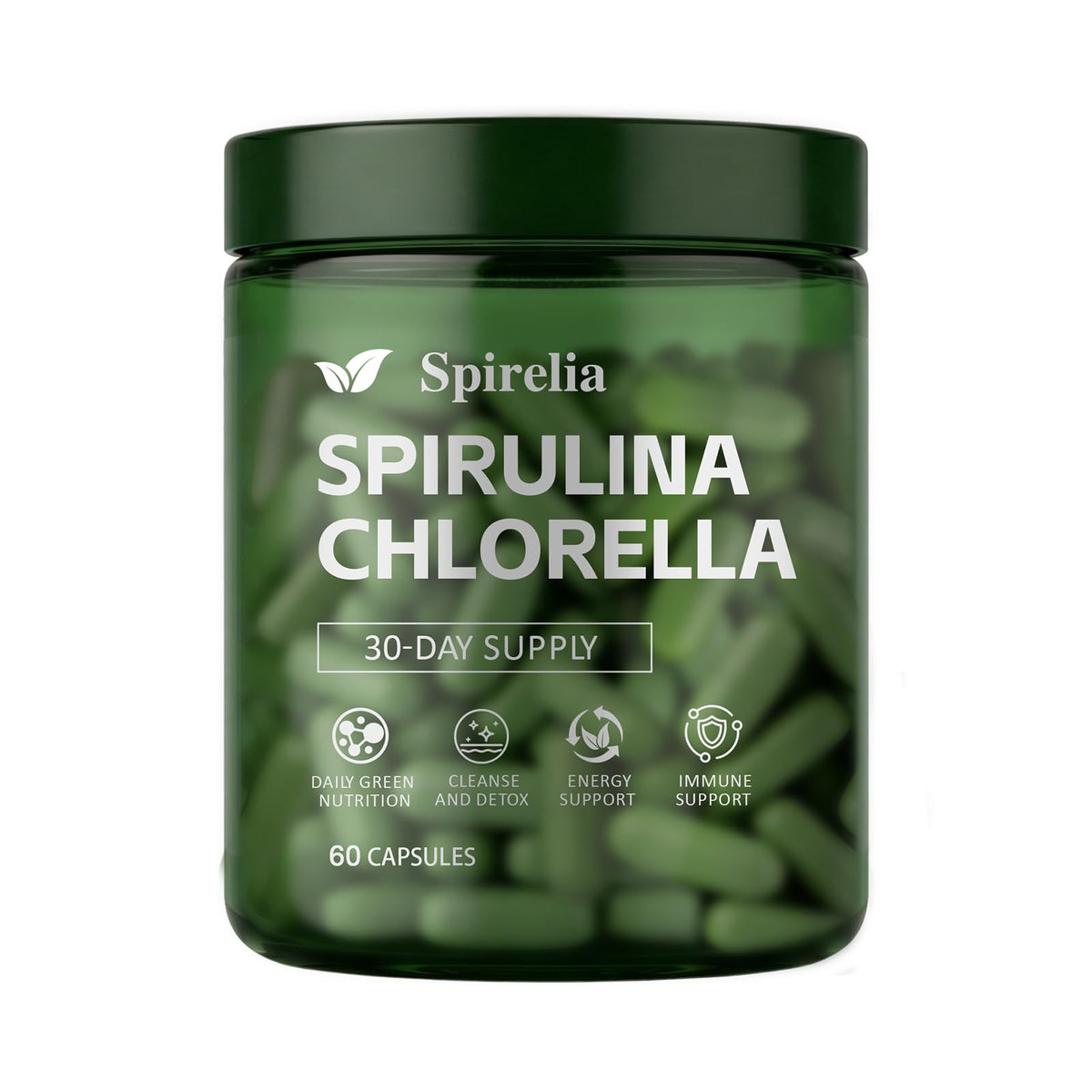 Spirelia spirulina and chlorella capsules