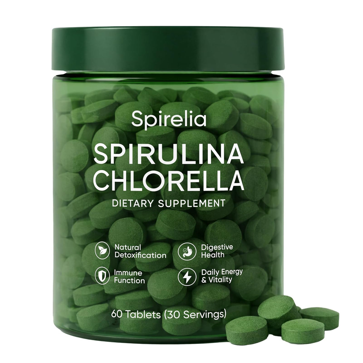 Spirelia spirulina chlorella health tablets