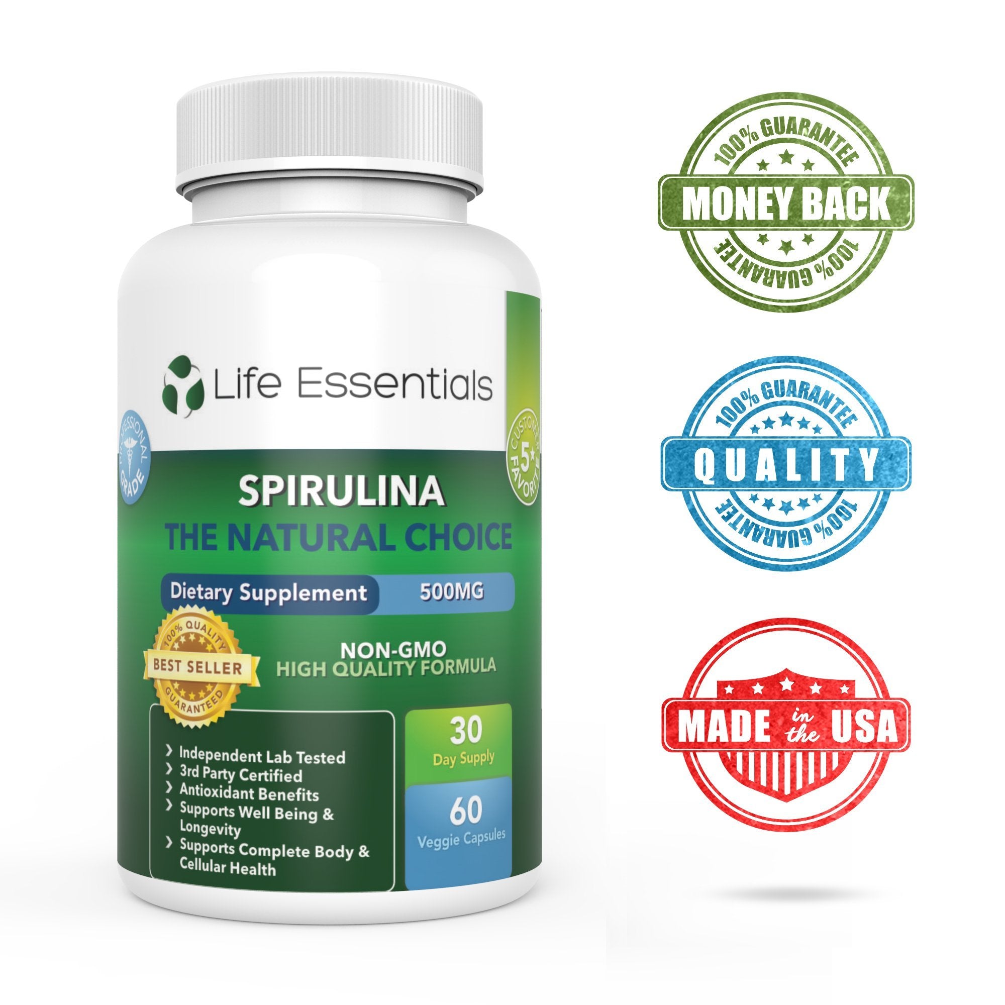 Spirulina capsules for overall vitality