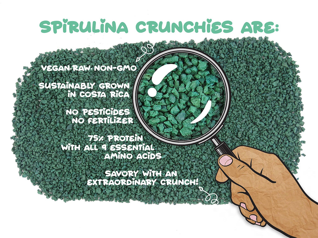 spirulina crunchies in resealable pouch