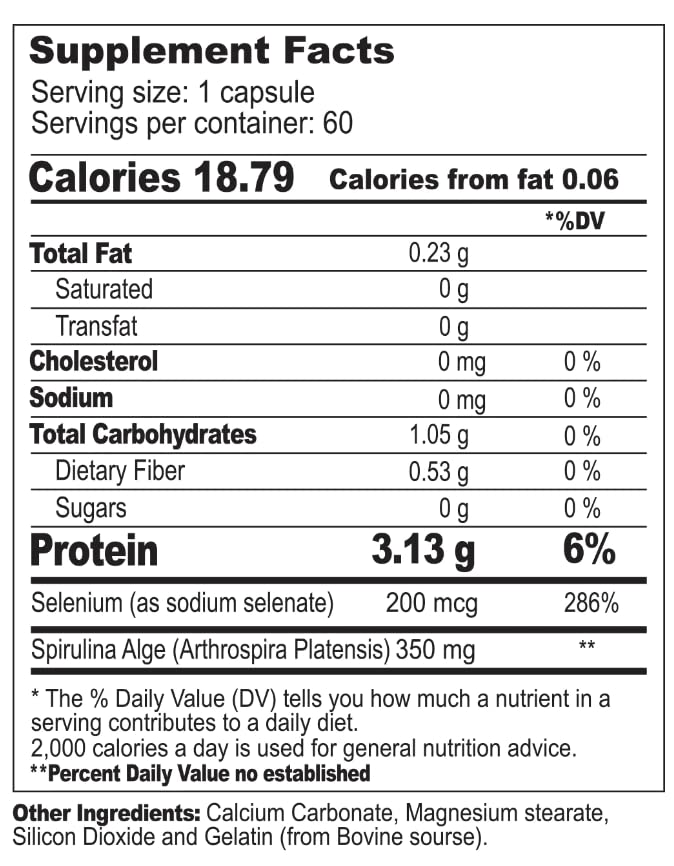 spirulina enriched selenium formula