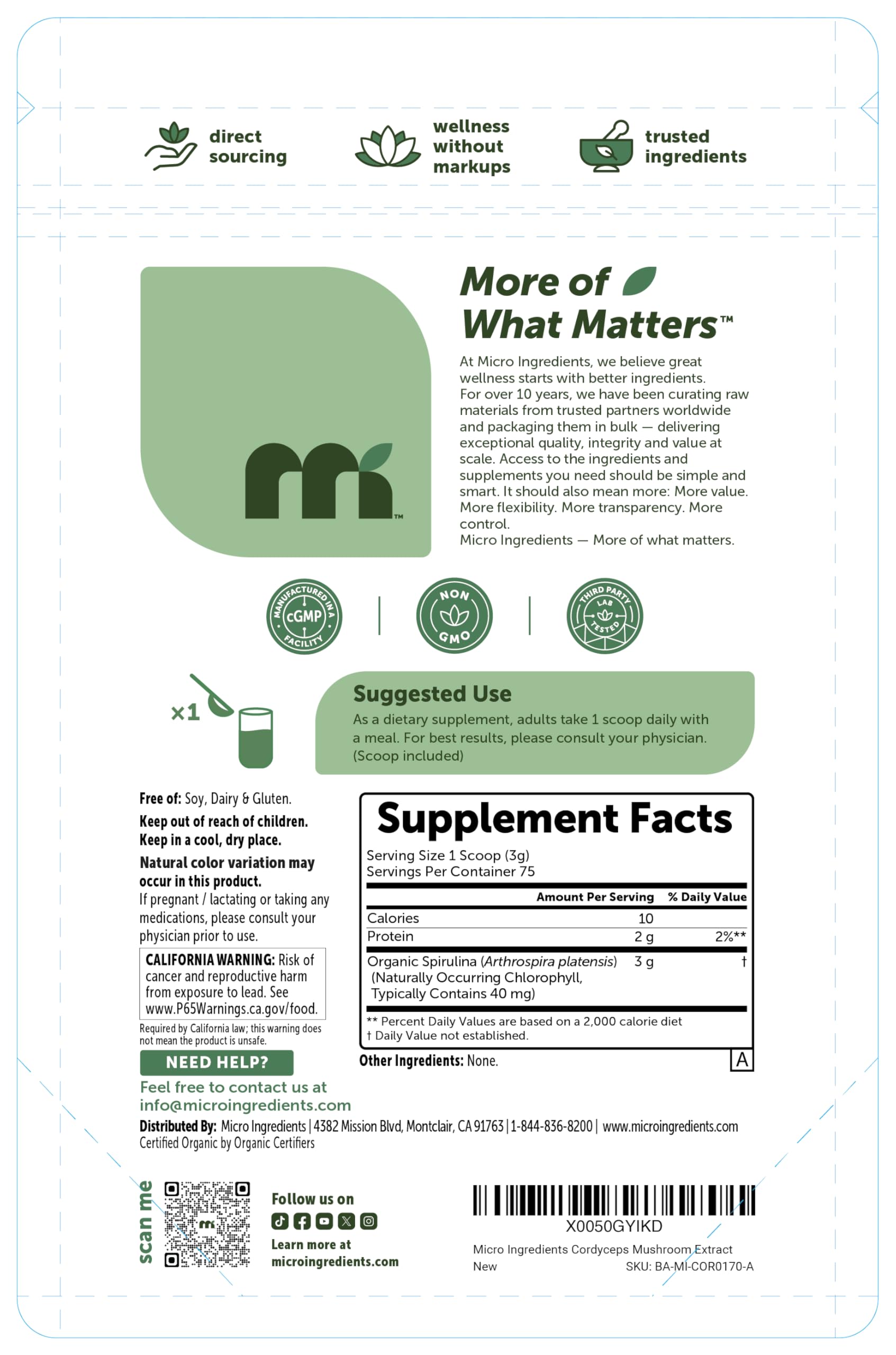 Spirulina powder for healthy recipes