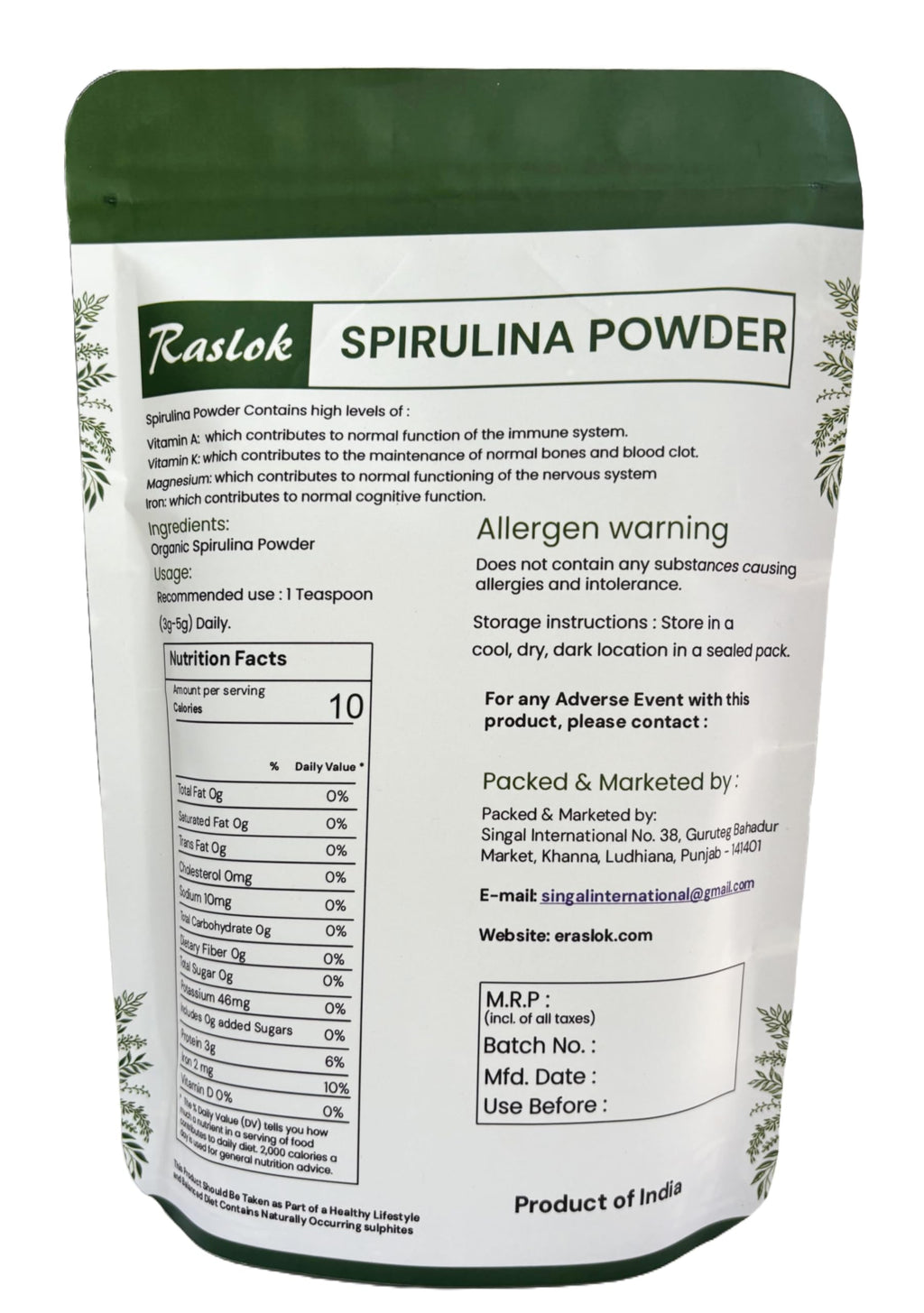 spirulina powder for natural energy boost