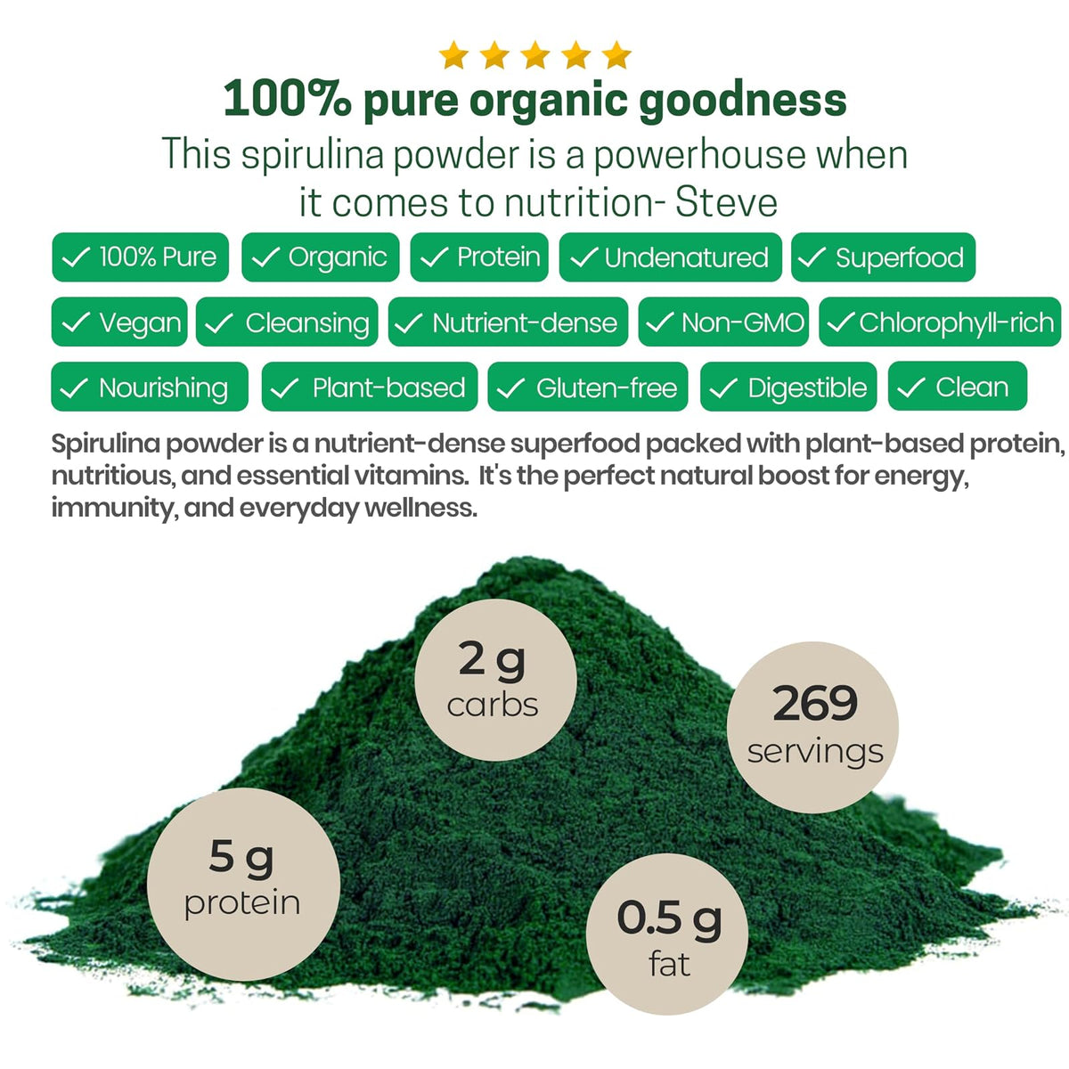 spirulina powder rich in protein