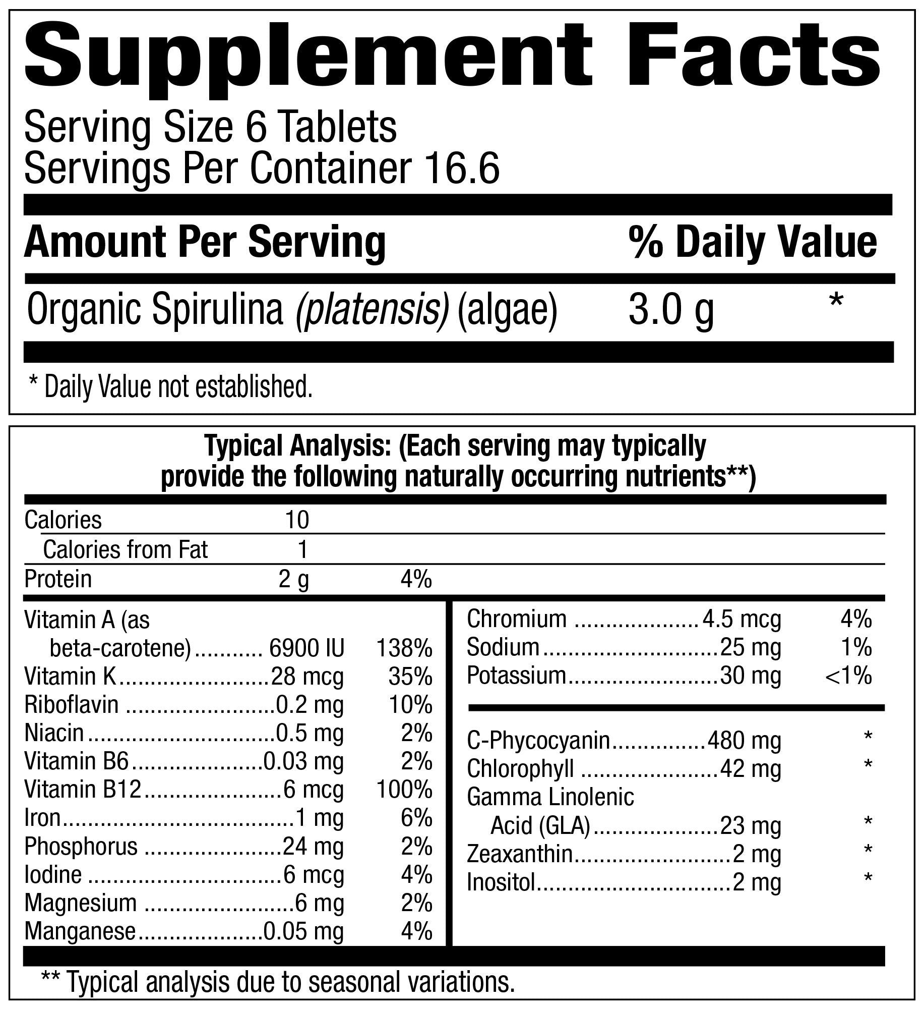 spirulina supplements for vegetarian diets