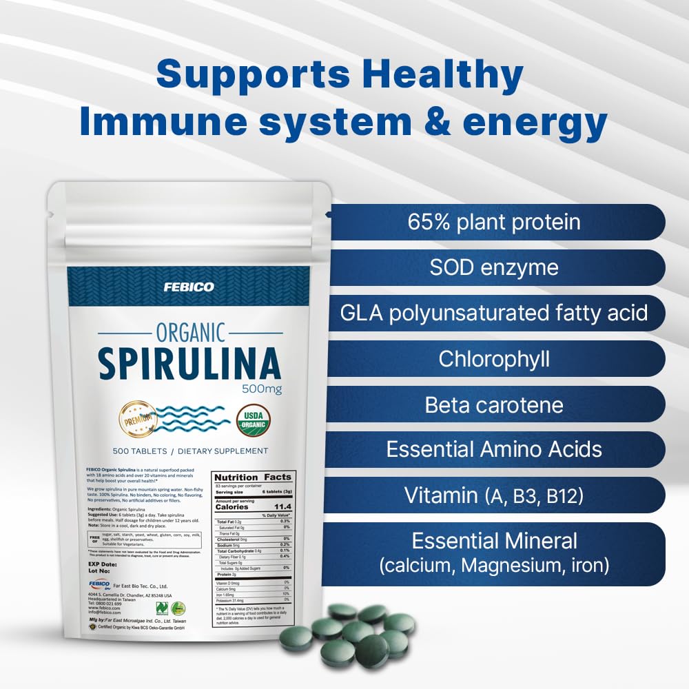 Spirulina tablets for daily nutrition