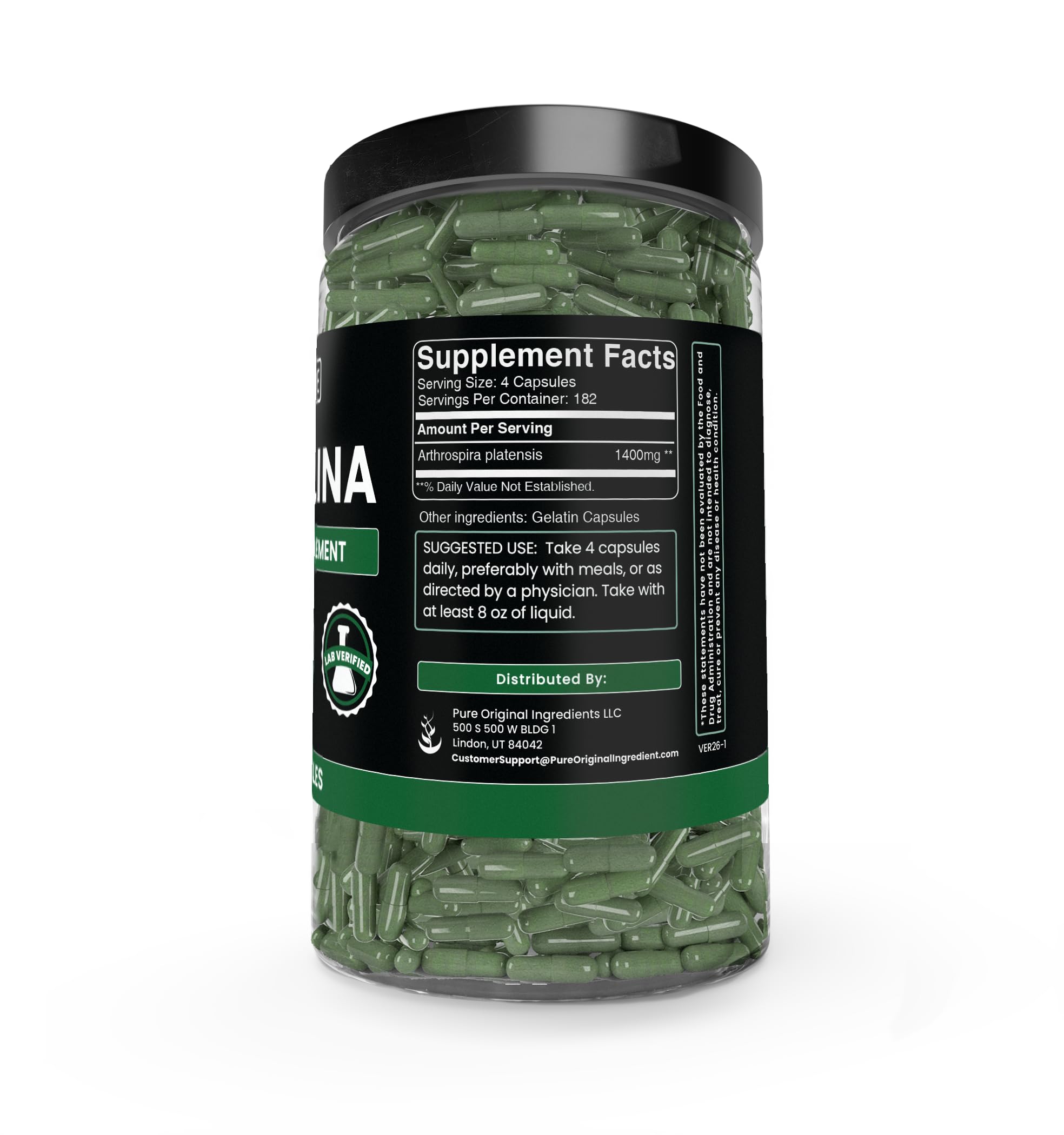 spirulina with no fillers added