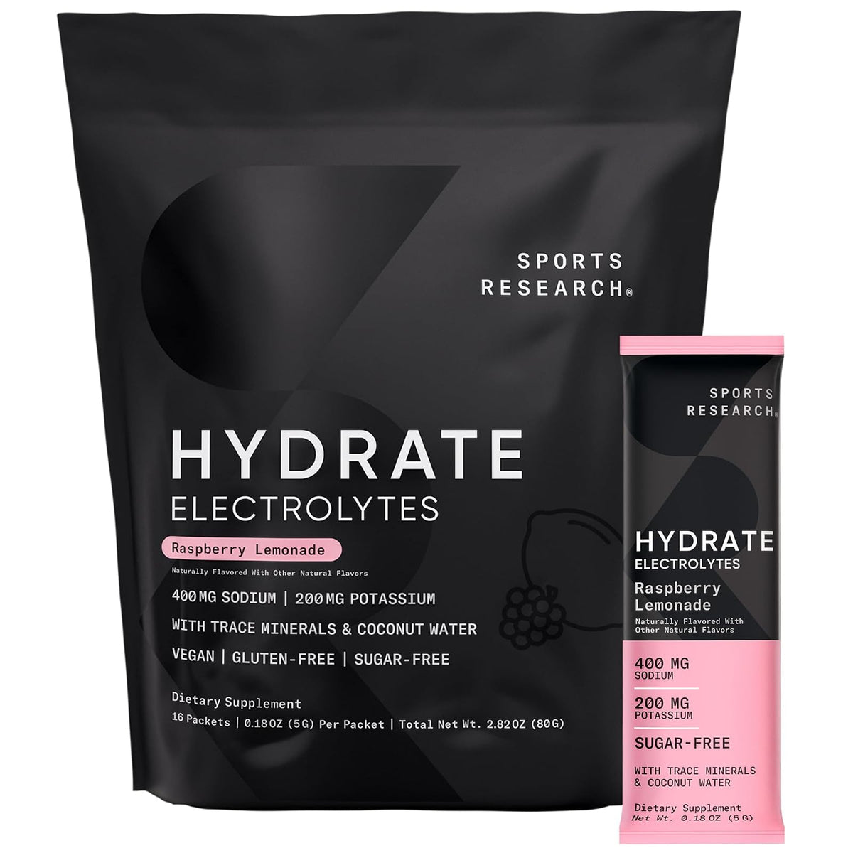Sports Research electrolyte powder raspberry lemonade