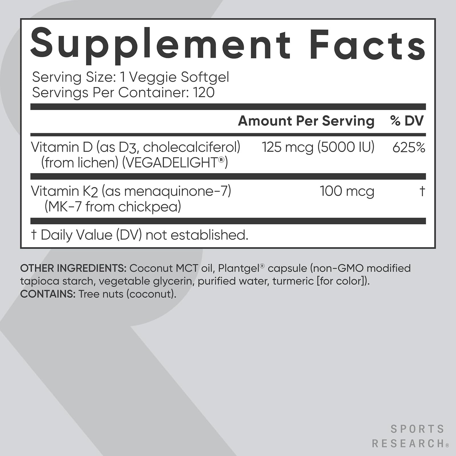 Sports Research vitamin D plantgels