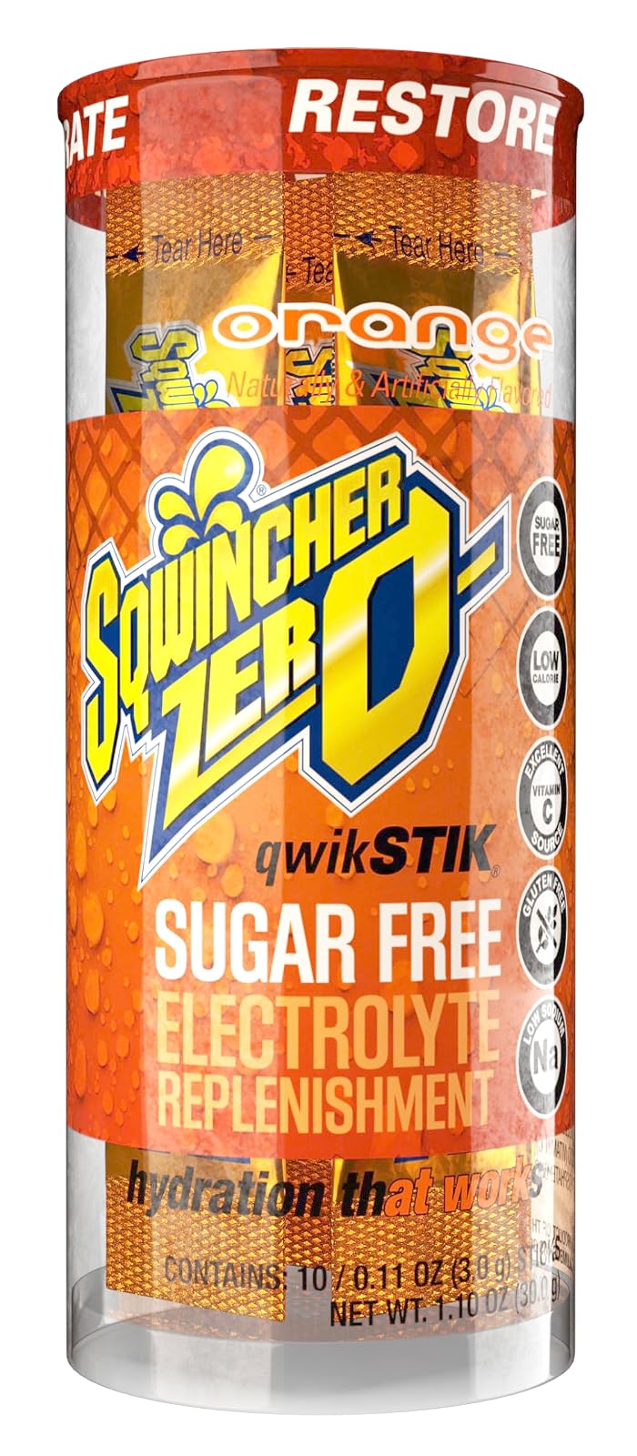 Sqwincher Qwik Stik sugar free orange electrolytes